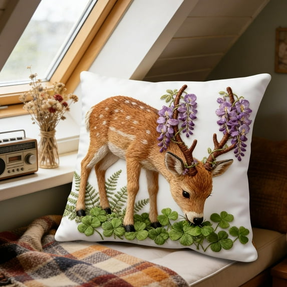 Fzsteel Embroidered Style Printed Pillow Cover 18x18 Inch No Insert ...