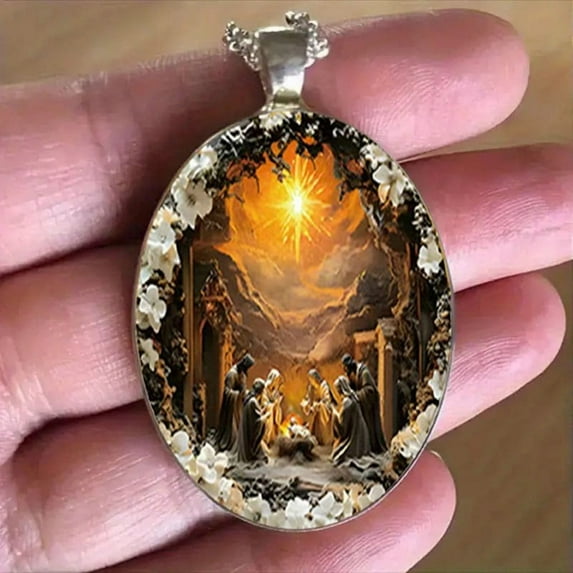 Fzsteel Exquisite Nativity Pendant Necklace with Adjustable Chain ...