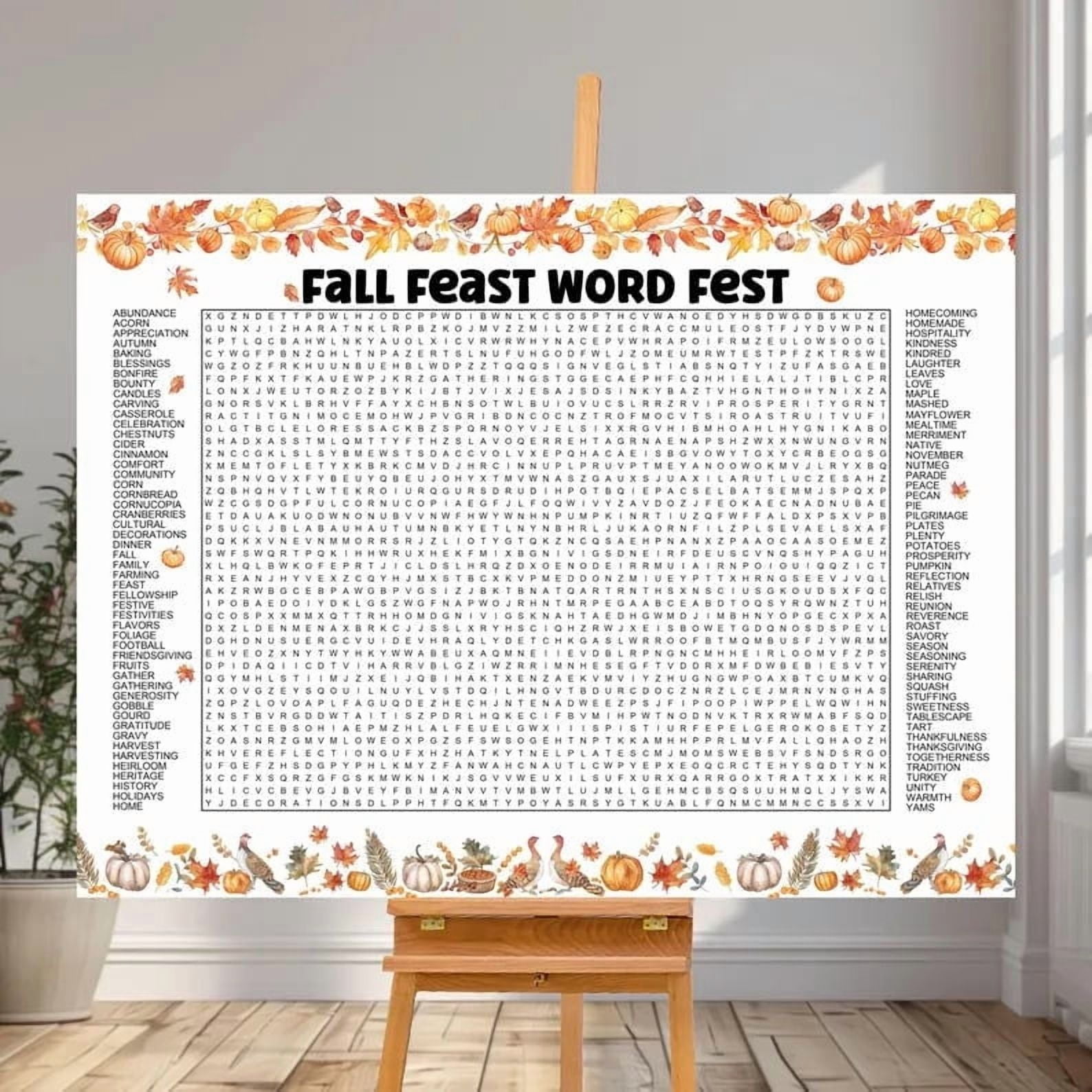 Fzsteel Giant Thanksgiving Word Search Poster Wall Game 36x24 Inches ...