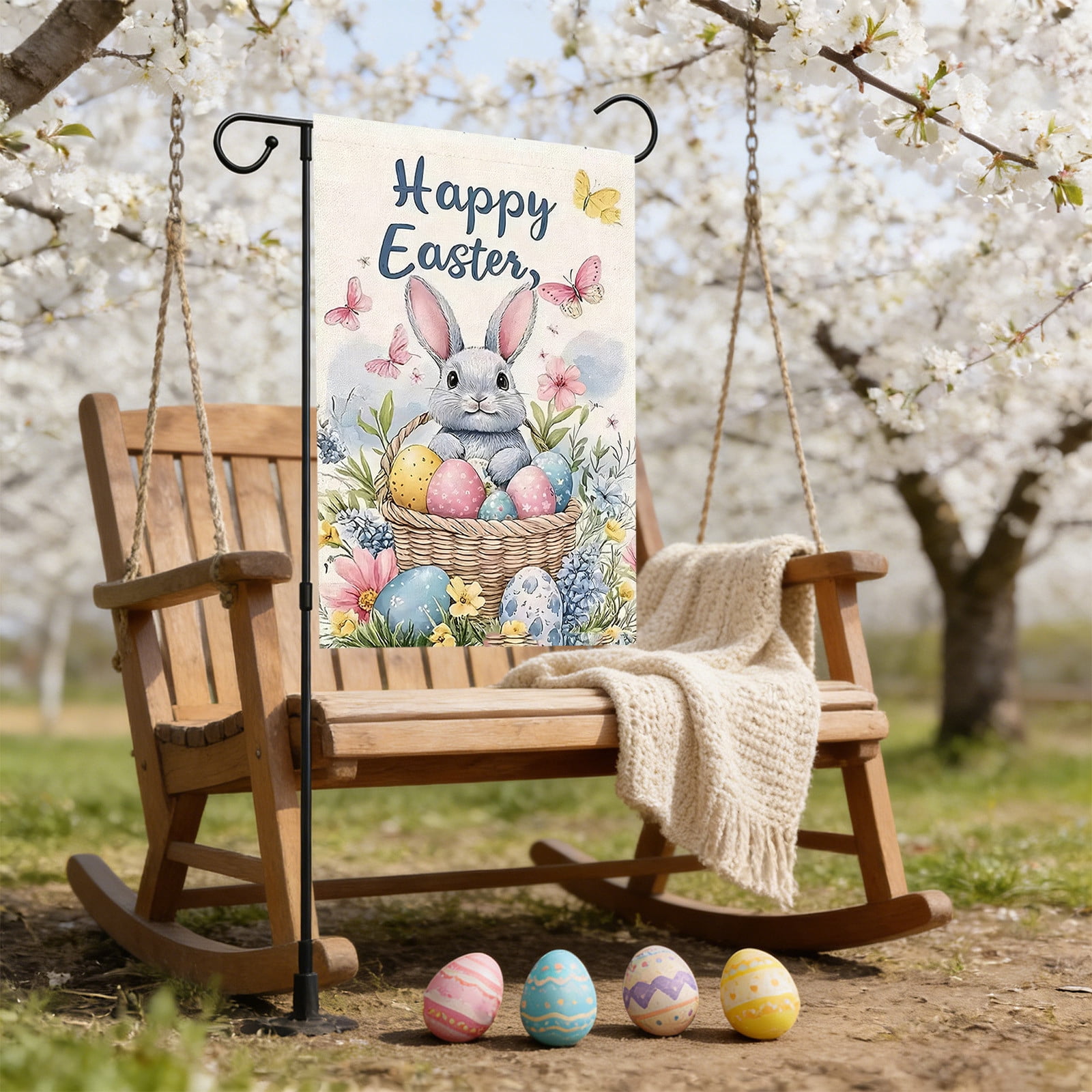 Fzsteel Happy Easter Double-Sided Garden Flag - Outdoor Waterproof ...