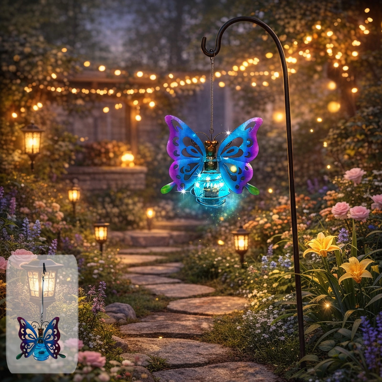 Fzsteel Outdoor Solar Dragonfly Chandelier Lights with Automatic On/Off ...