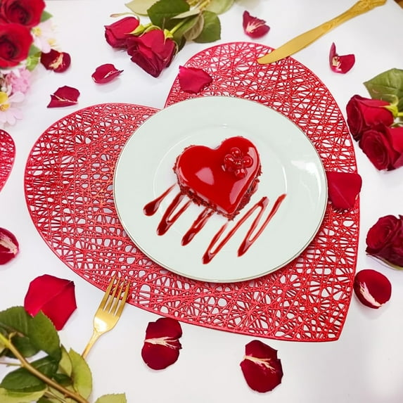 Fzsteel Set of 2 Heart Pattern Placemats, Non-Slip and Heat-Resistant ...