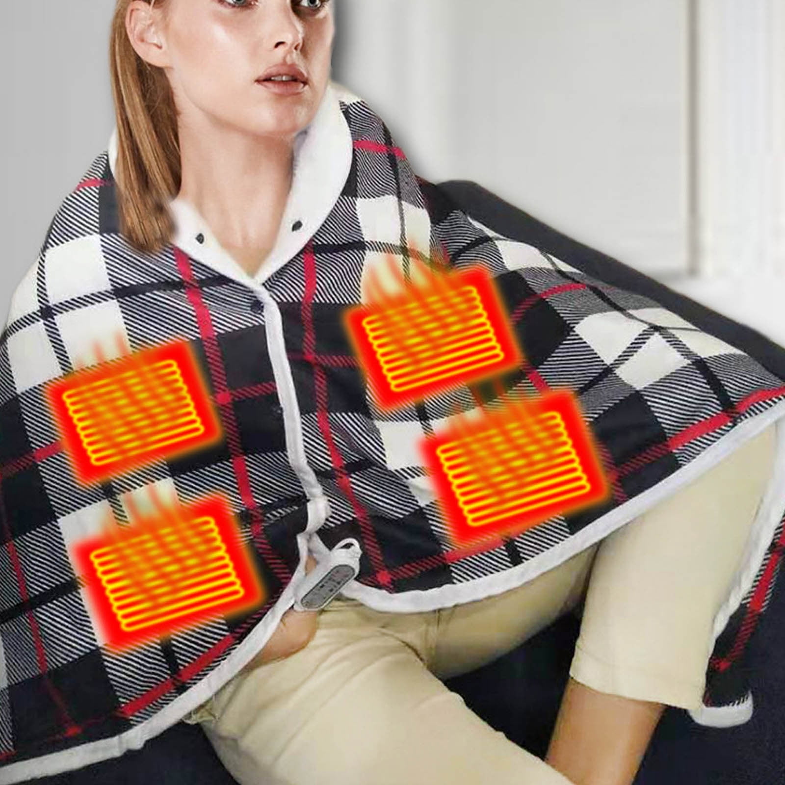 Fzsteel USB Heated Shawl Lap Blanket Fast Heating Throw for Home Office ...