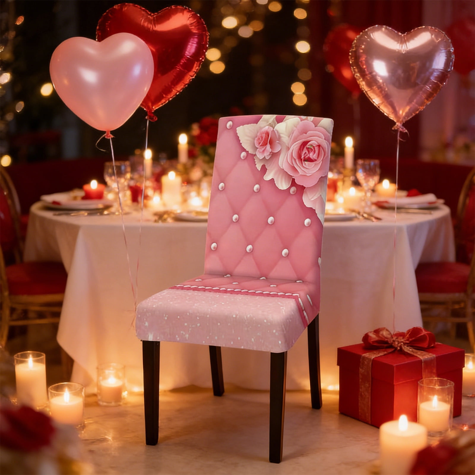 Fzsteel Valentine's Day Chair Cover for Home Decoration, Elastic Dining ...