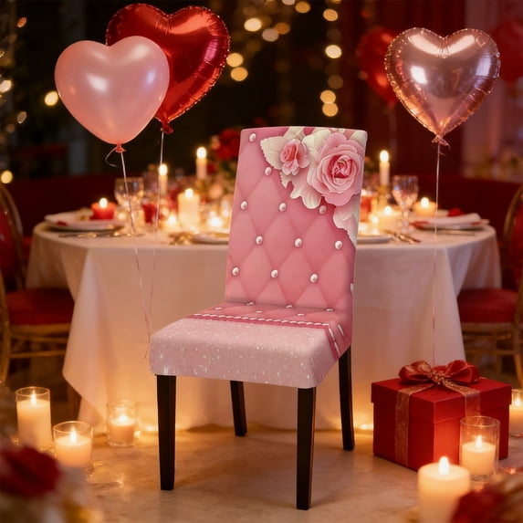 Fzsteel Valentine's Day Chair Cover for Home Decoration, Elastic Dining ...