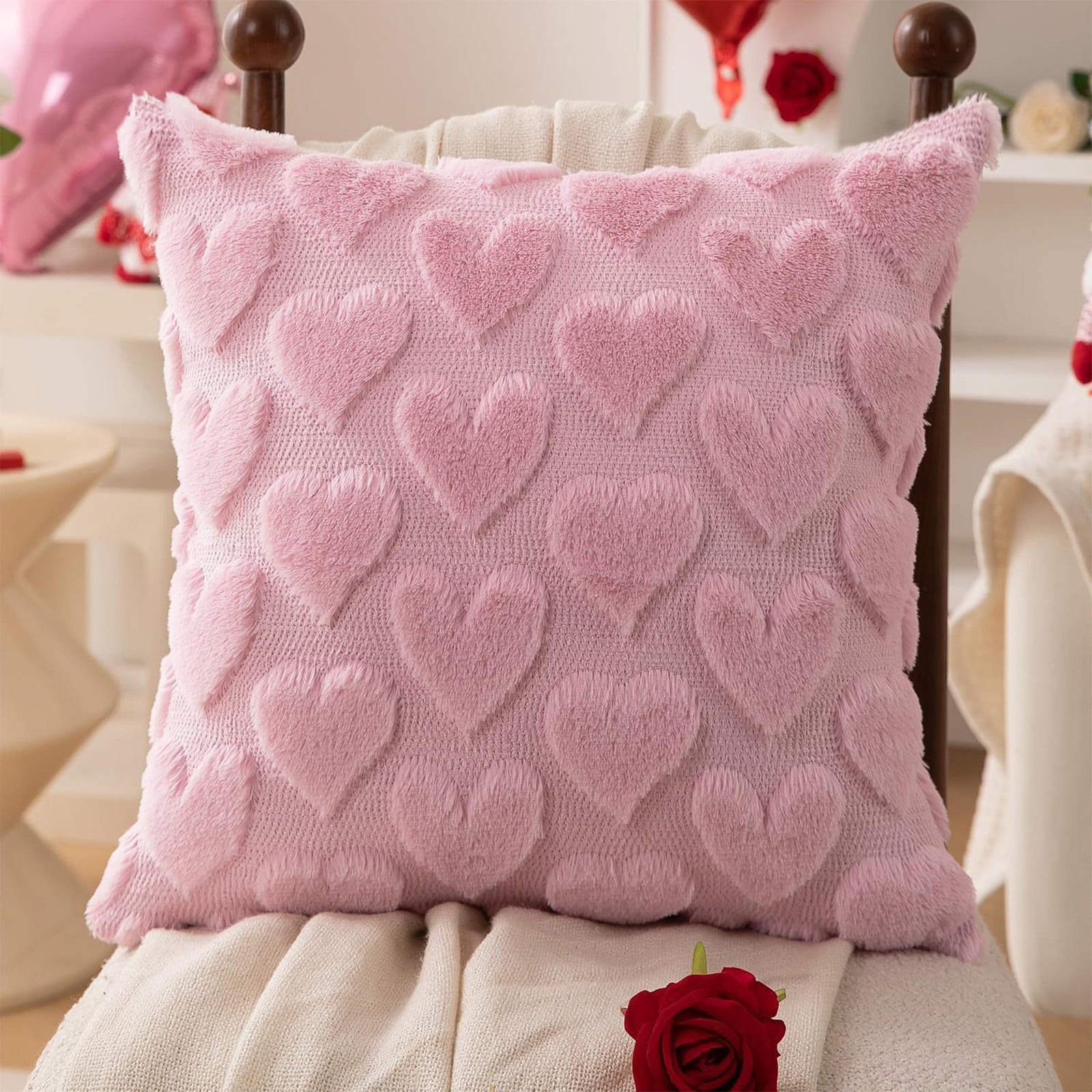 Fzsteel Valentine's Day Heart Throw Pillow Covers 17.7x17.7 Inches ...