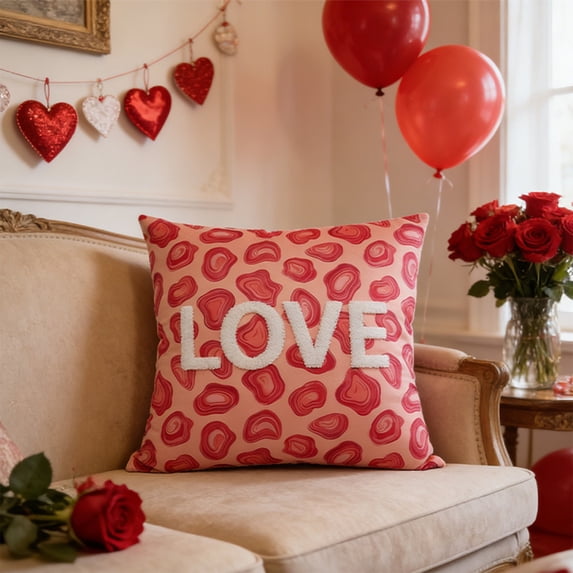 Fzsteel Valentine's Day LOVE Throw Pillow Cover - Machine Washable Fade ...