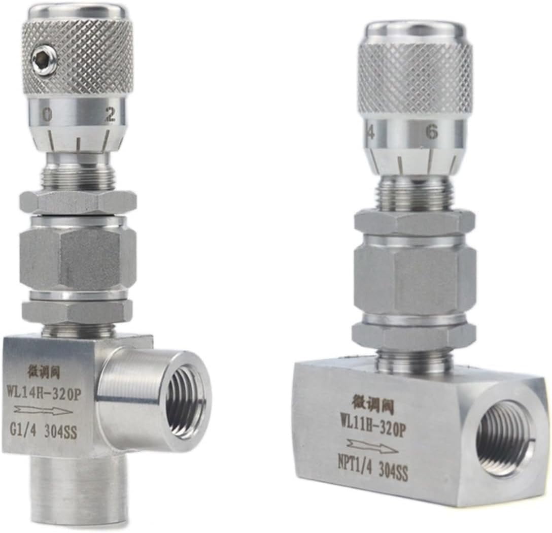 G 1/8" 1/4" 3/8" NPT 1/2" Stainless Steel 304 Needle Valve Micro Metering Flow Regulating Valve ...