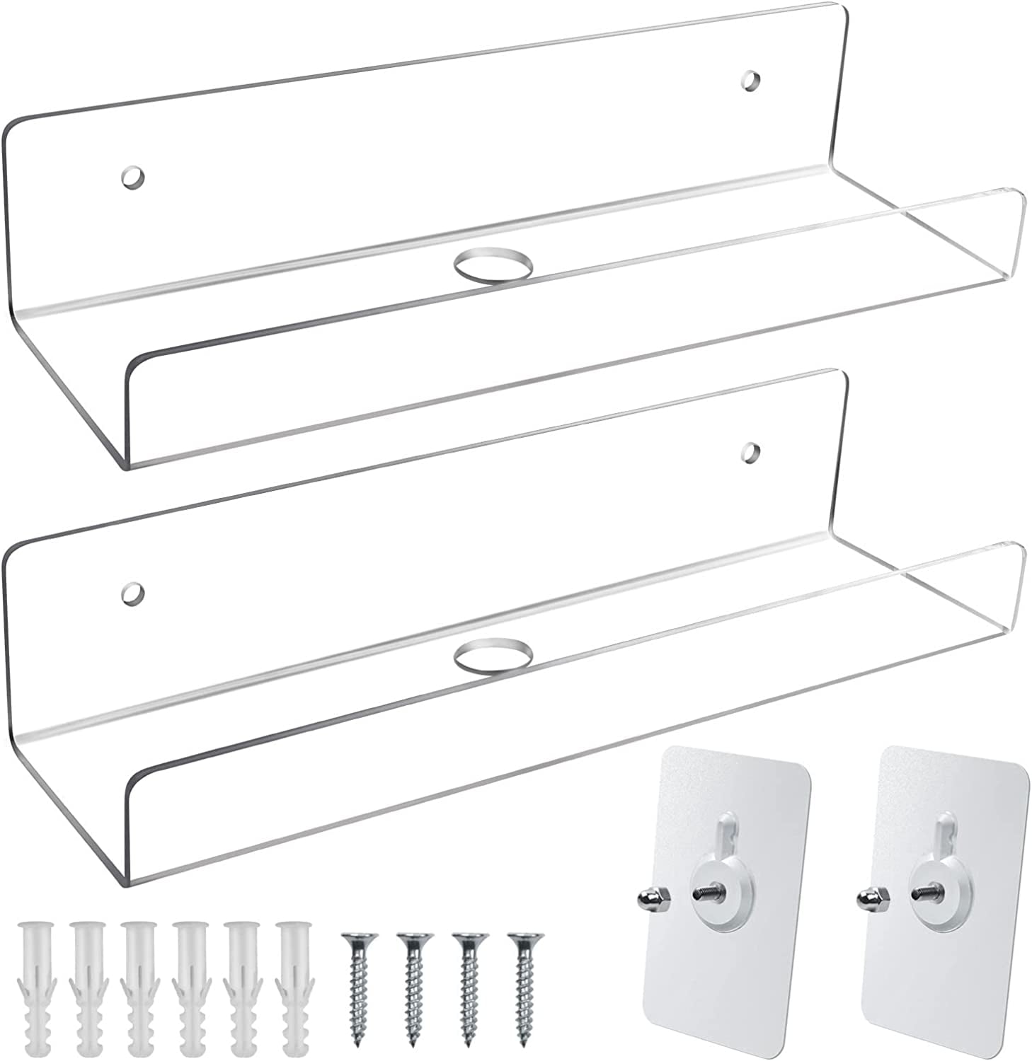 G 2 Pack Clear Acrylic Floating Shelf 10'', Invisible Wall Mounted ...