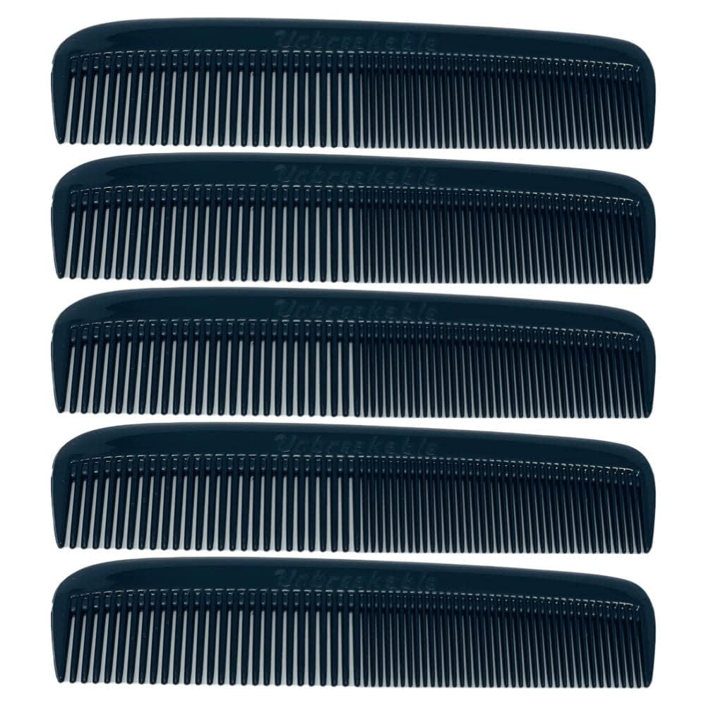 G.B.S (5 Pack) Pocket OKA4 Comb Black Unbreakable Round Teeth Course ...