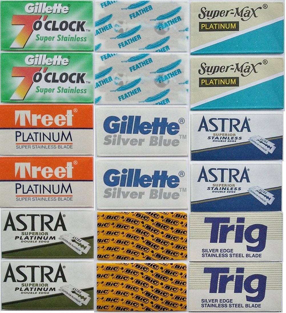 G.B.S Astra Bic Silver Blue Trig Super, Max Blade Sampler - Pack Of 18 ...