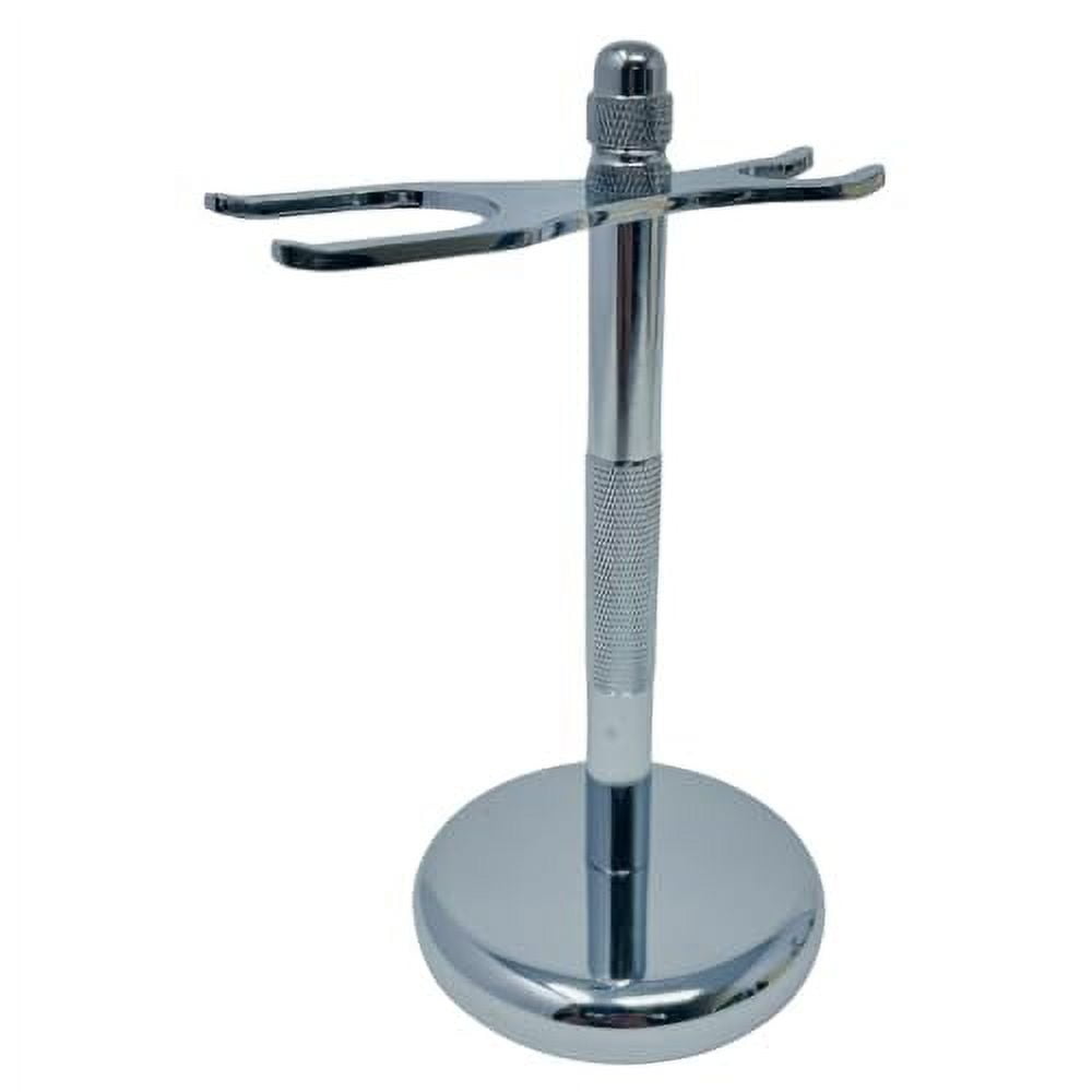 G.B.S Chrome Brush and Razor Stand - Textured Chrome Shaving Stand ...