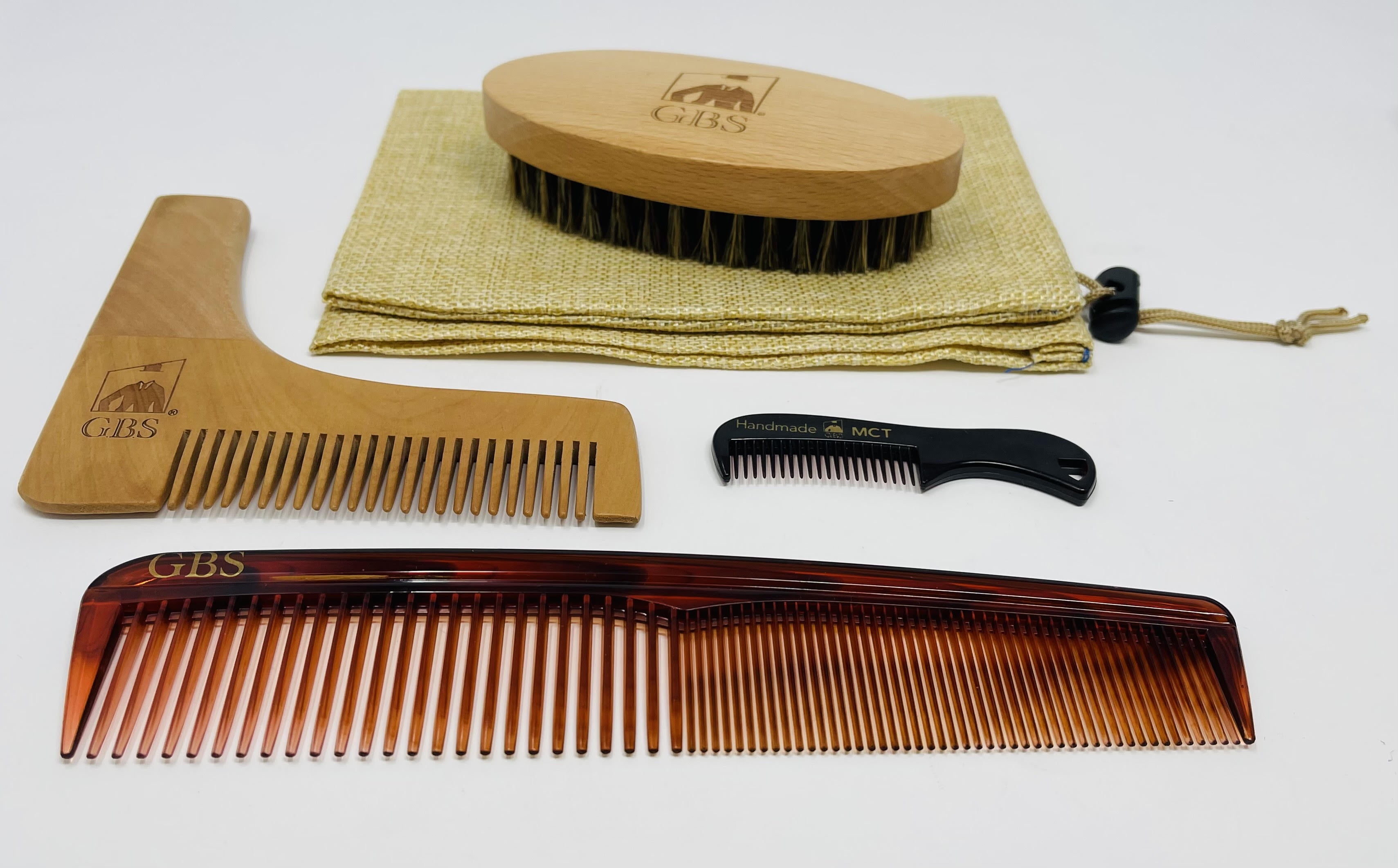 G.B.S Wood Beard Brush And Combs, Travel-Friendly Set - Pack Of 4 ...
