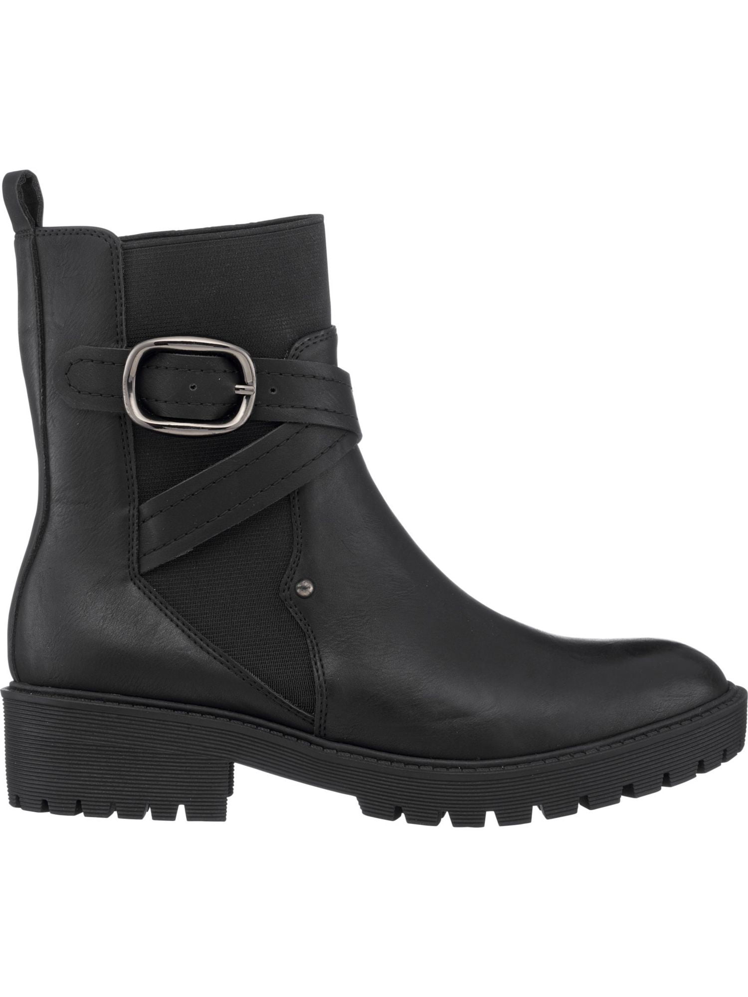 G.C. SHOES Womens Black Buckled Cross Strap Back Pull-Tab Goring ...