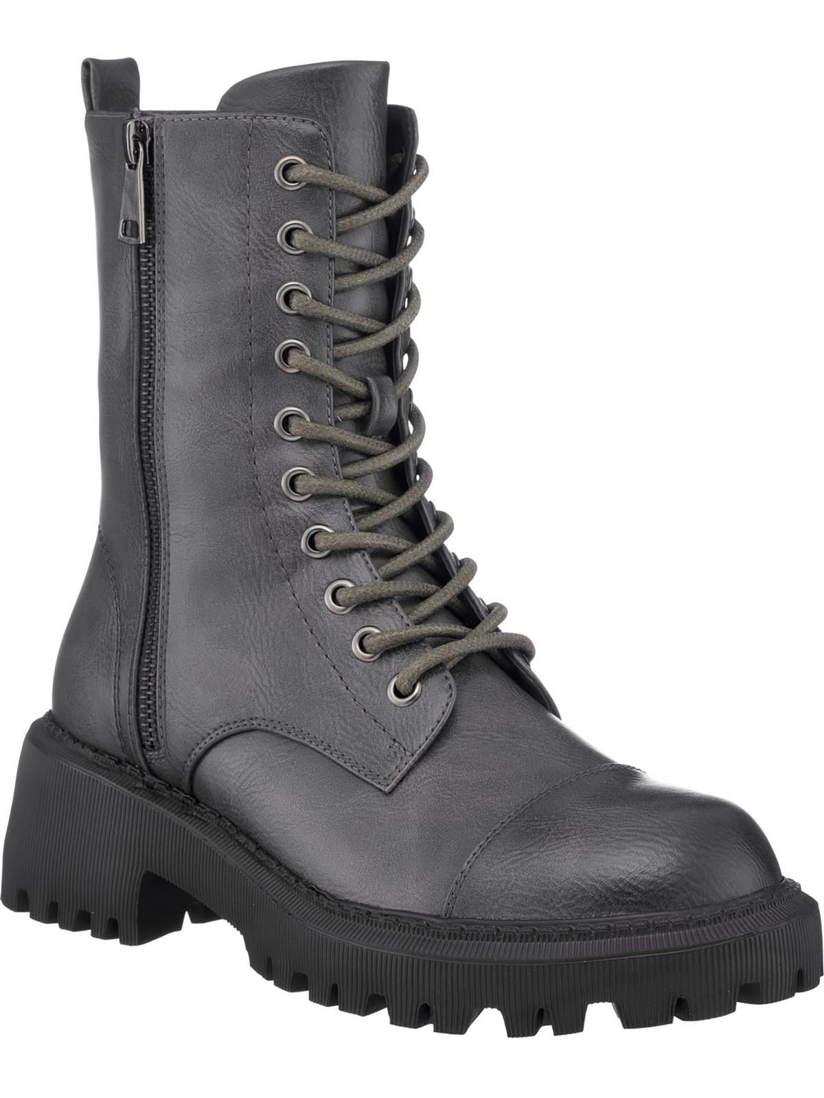 GC Shoes Womens Mckay Faux Leather Pull On Combat & Lace-up Boots ...