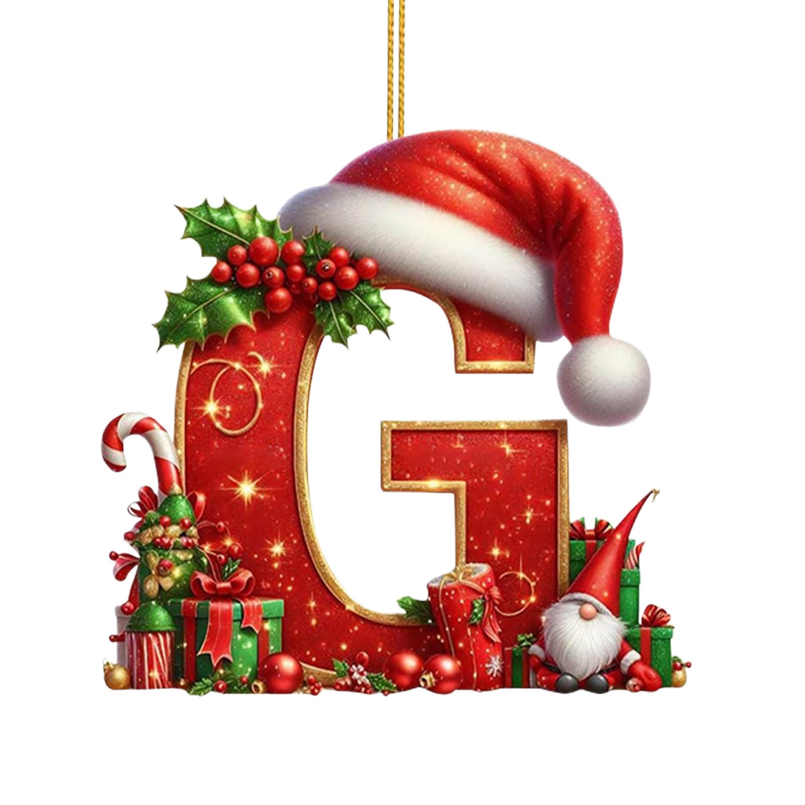 G Christmas Alphabet Ornaments Set 26 Letters Acrylic Hanging Pendants ...