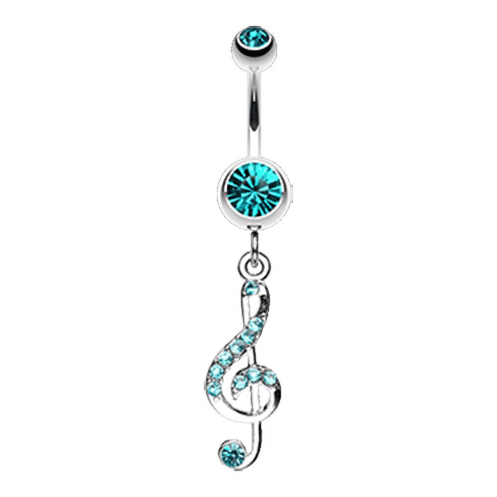 G Clef Music Note Sparkle Belly Button Ring - Walmart.com