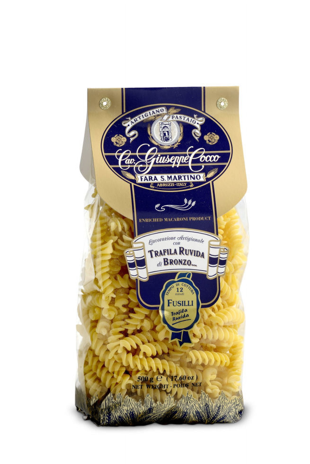 G. Cocco Italian dry pasta Fusilli 500gr (17.6oz)- (PACKS OF 4 ...