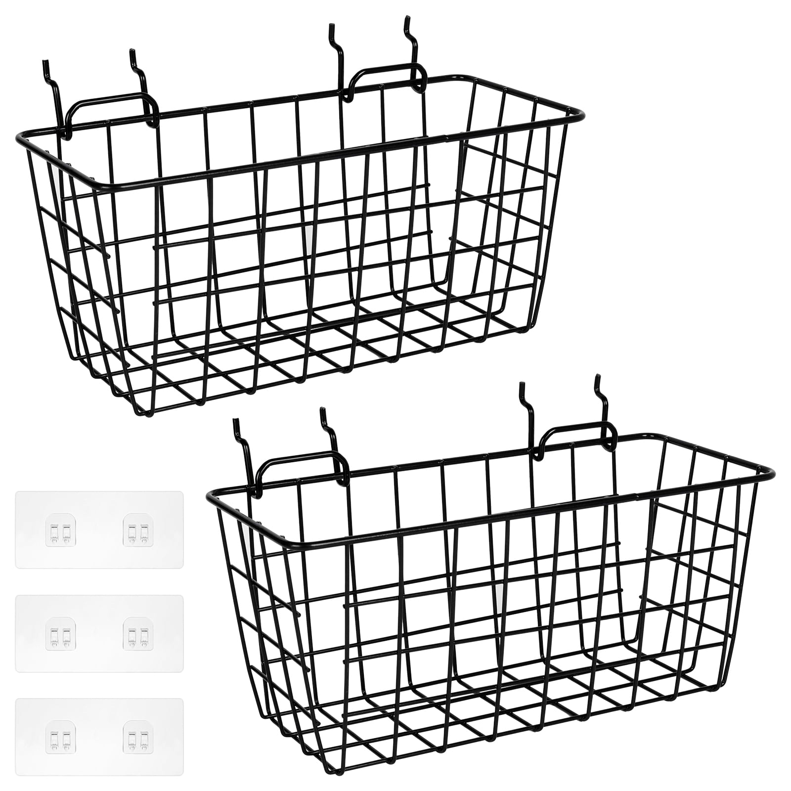 G.Core 2PC Pegboard Baskets with Hooks & Stickers, Metal Peg Board Wall ...