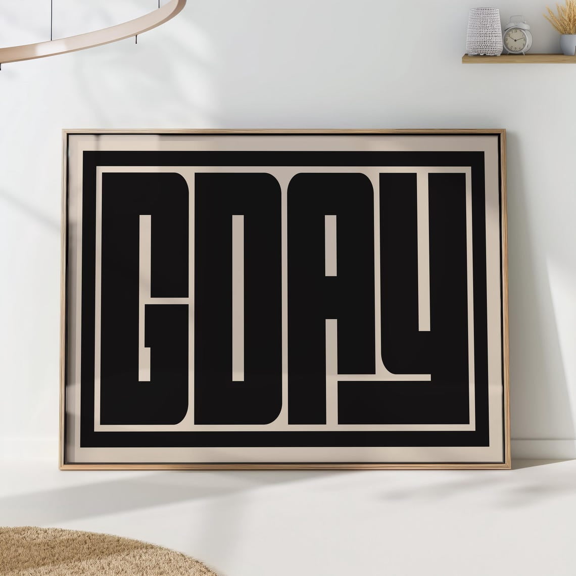 G'Day Australian Typography Modern Black and White Wall Art, Unframed ...