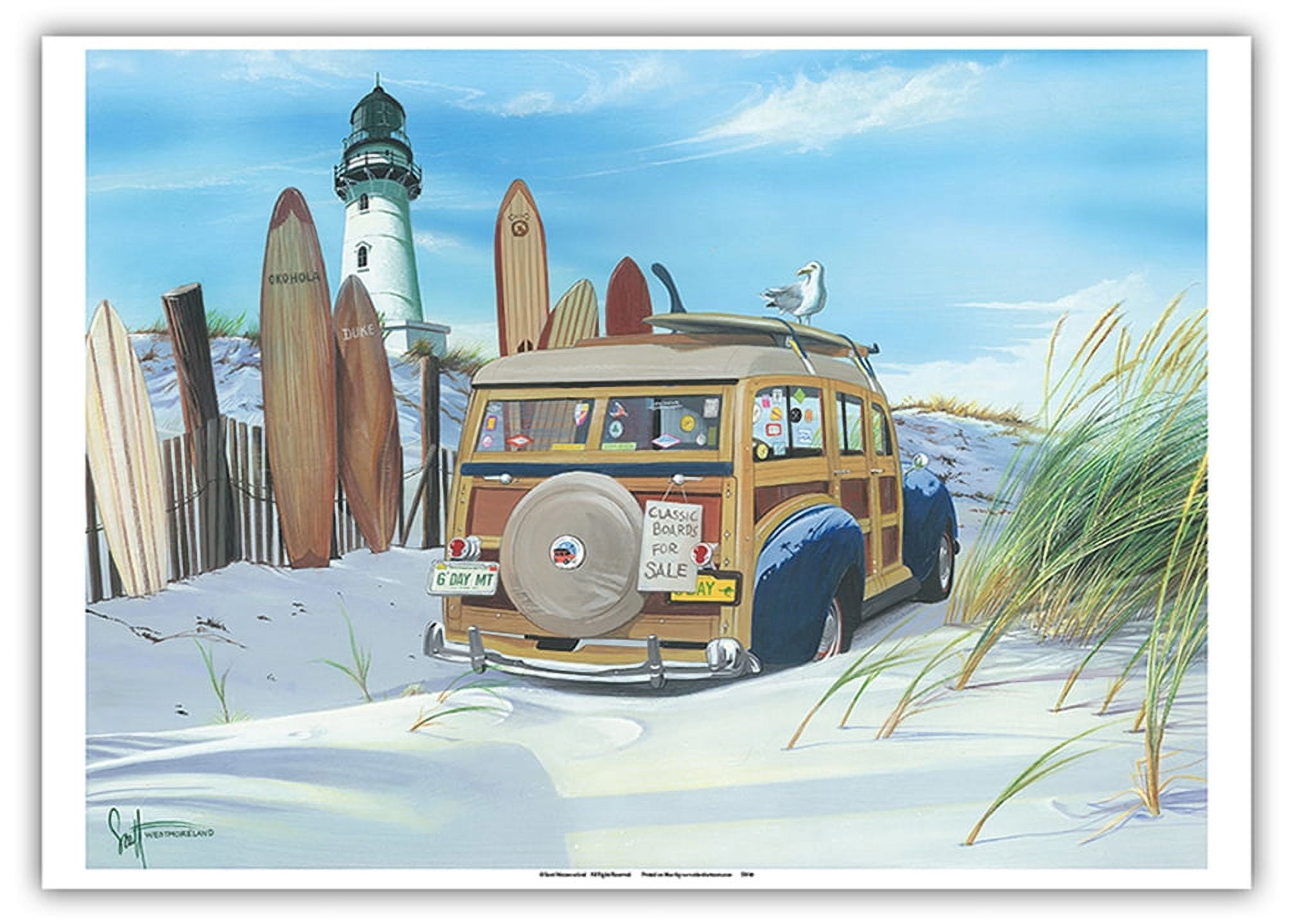 G'Day Mate - Retro Woodie on Beach with Surfboards - From an Original ...