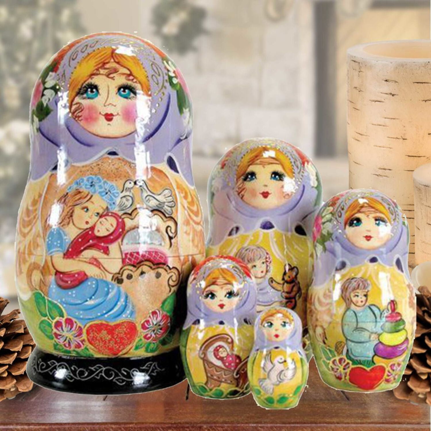 G.Debrekht 130231 Russia Nested Dolls Motherly Love 5 Nest Doll 6.5 in ...