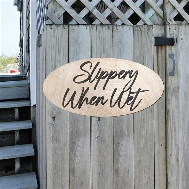 G. Debrekht 320338 Slippery When Wet Wooden Sign Safety Business Sign ...