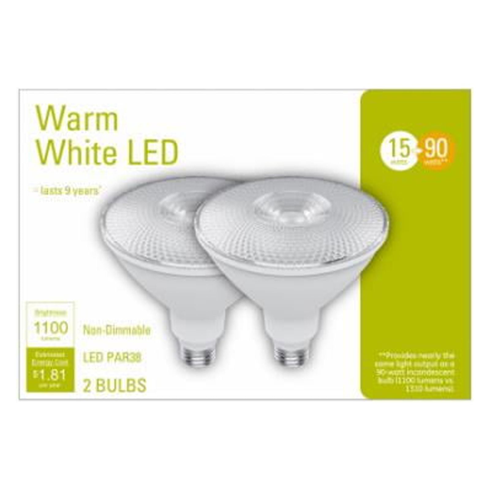 GE 93129303 LED Outdoor Floodlight Bulbs, Warm White, Clear, 1200 ...