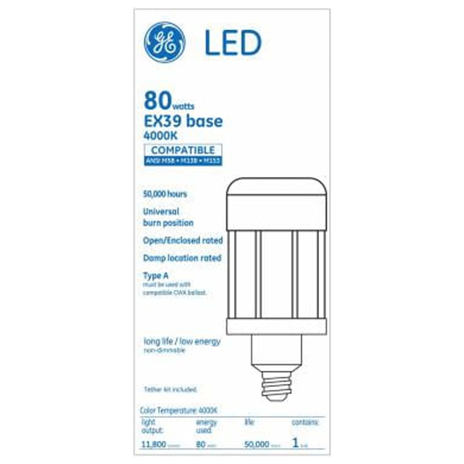 G E LIGHTING GE80W WHT ED28 Mog Bulb 43258 - Walmart.com