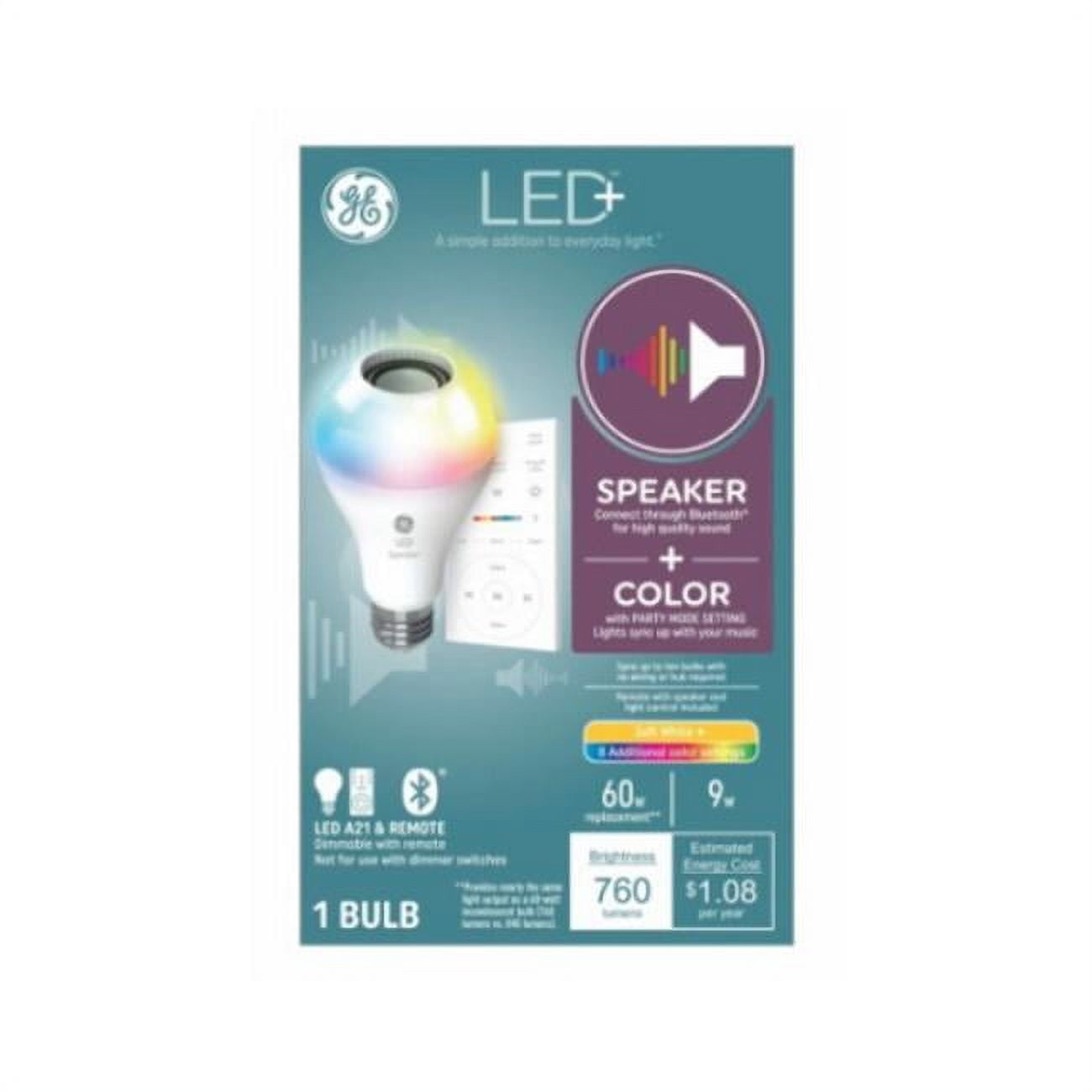 GE 93129723 LED+ Speaker Light Bulb with Remote, Multicolor Syncs to ...