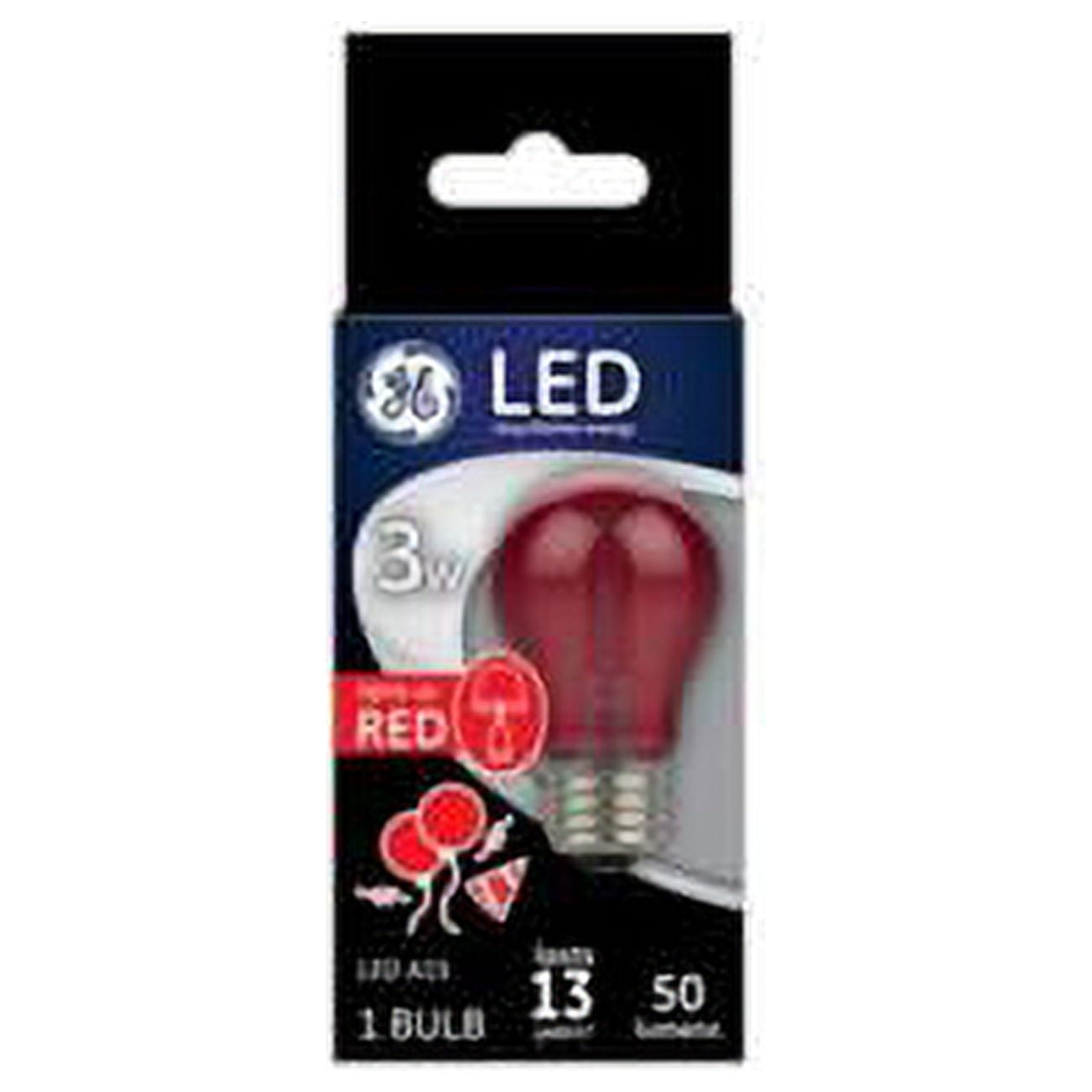 GE Lighting 93116635 LED Party Light Bulb, A15, Red, Soft White, 100 ...