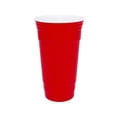 G.E.T., Reusable Plastic Party Cup, 32 Ounce, Red with Lid and Straw ...