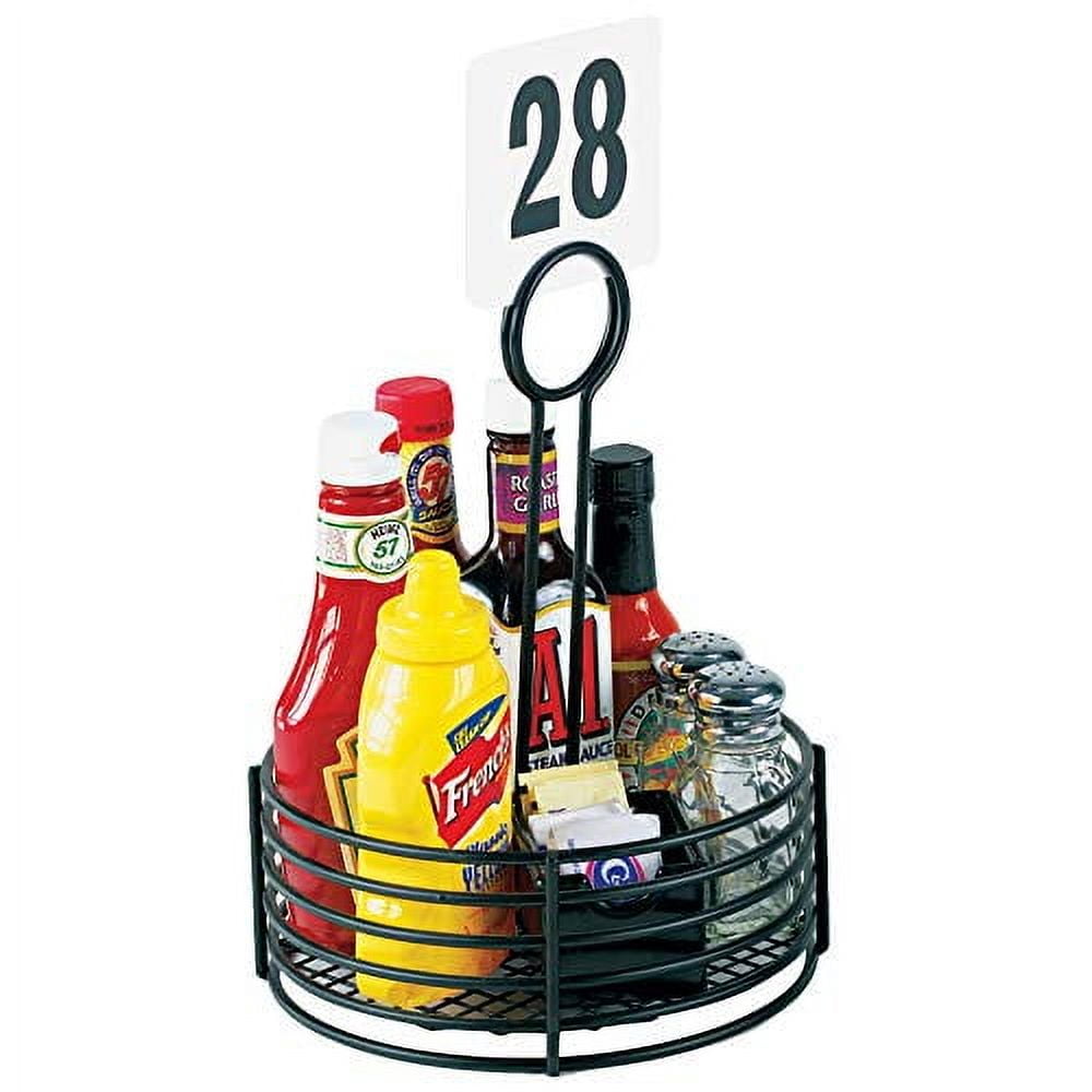 G.E.T. Enterprises Black Stainless Steel Round Condiment Caddy, Table Caddies Collection 4-31860 ...