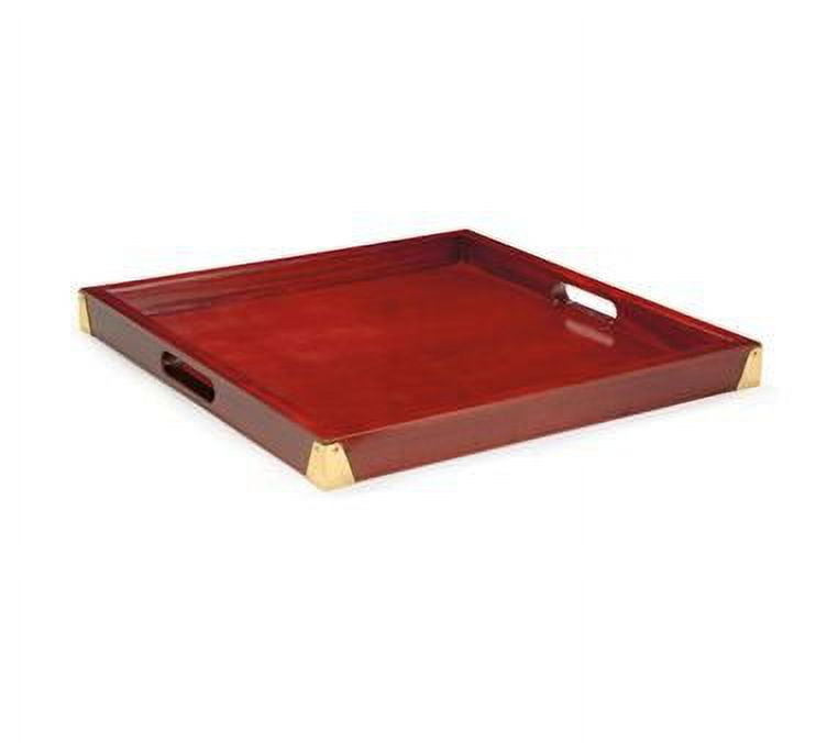 G.E.T. Luxury Wooden Serving Tray with Handles, 21" x 21", Mahogany ...