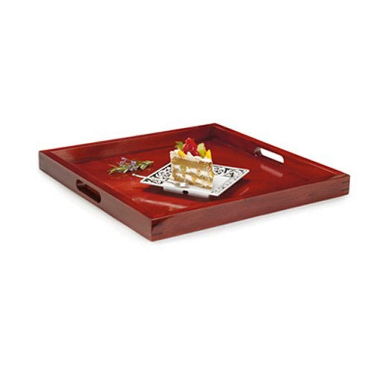 G.E.T. Wooden Room Service Square Serving Tray with Handles, 21 ...