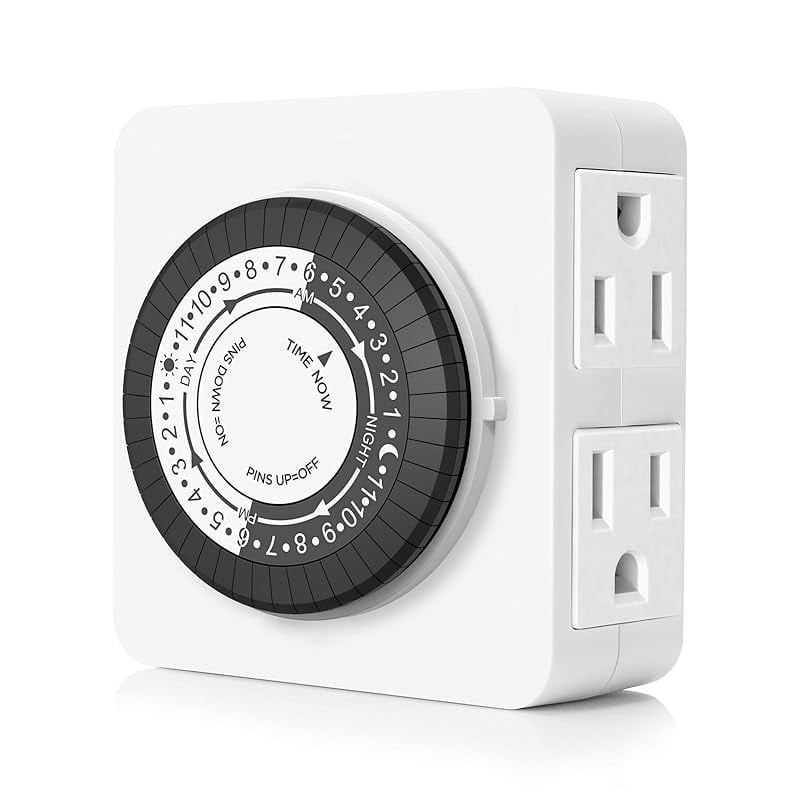 G-ELEK Timers for Electrical Outlets Indoor, 24-Hour Dual Outlet Timer ...