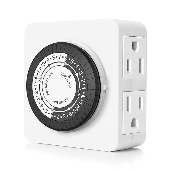 G-ELEK Timers for Electrical Outlets Indoor, 24-Hour Dual Outlet Timer ...