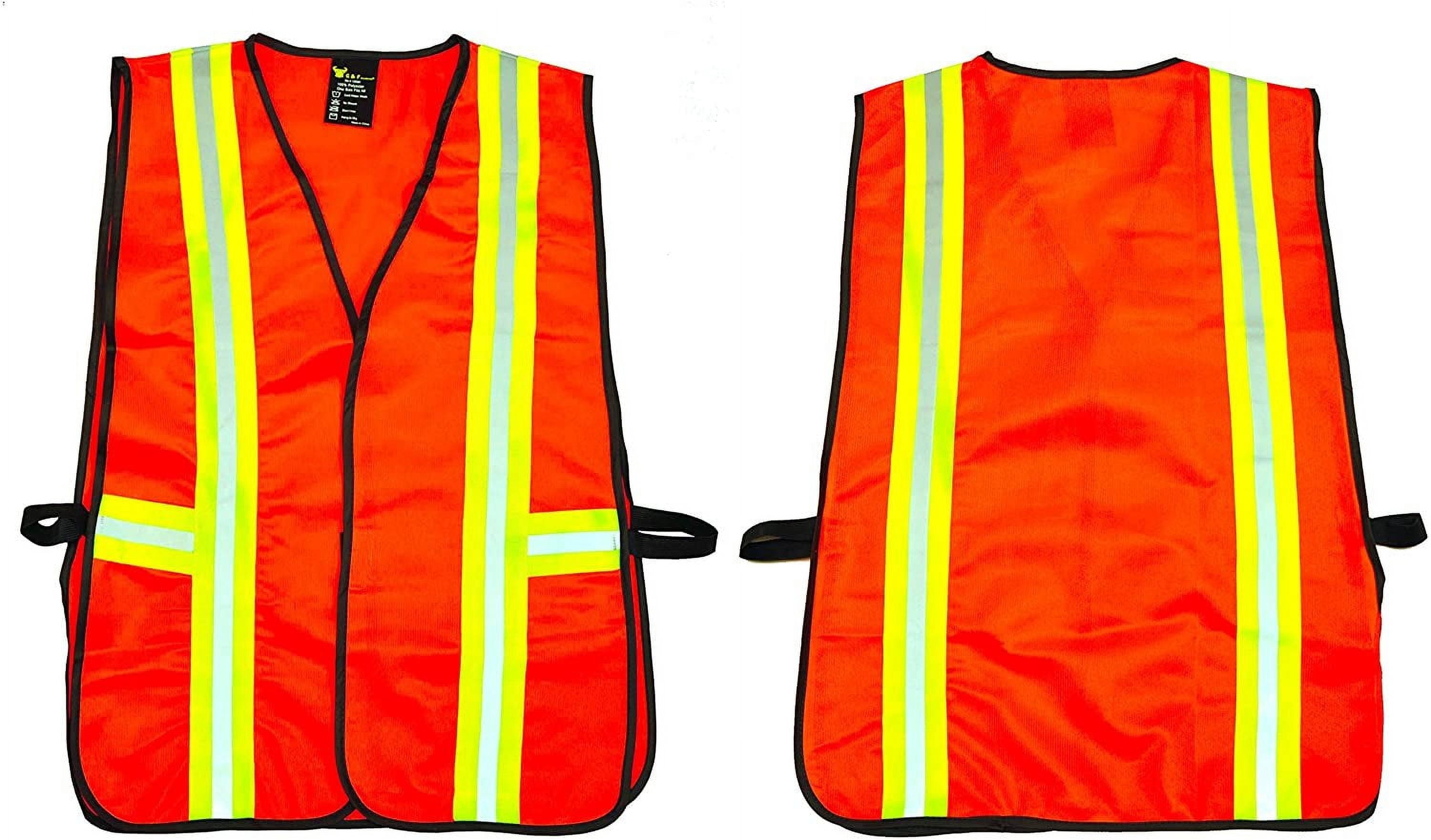 G & F Industrial High Visibility Safety Vest, Mesh Work, Neon Orange ...