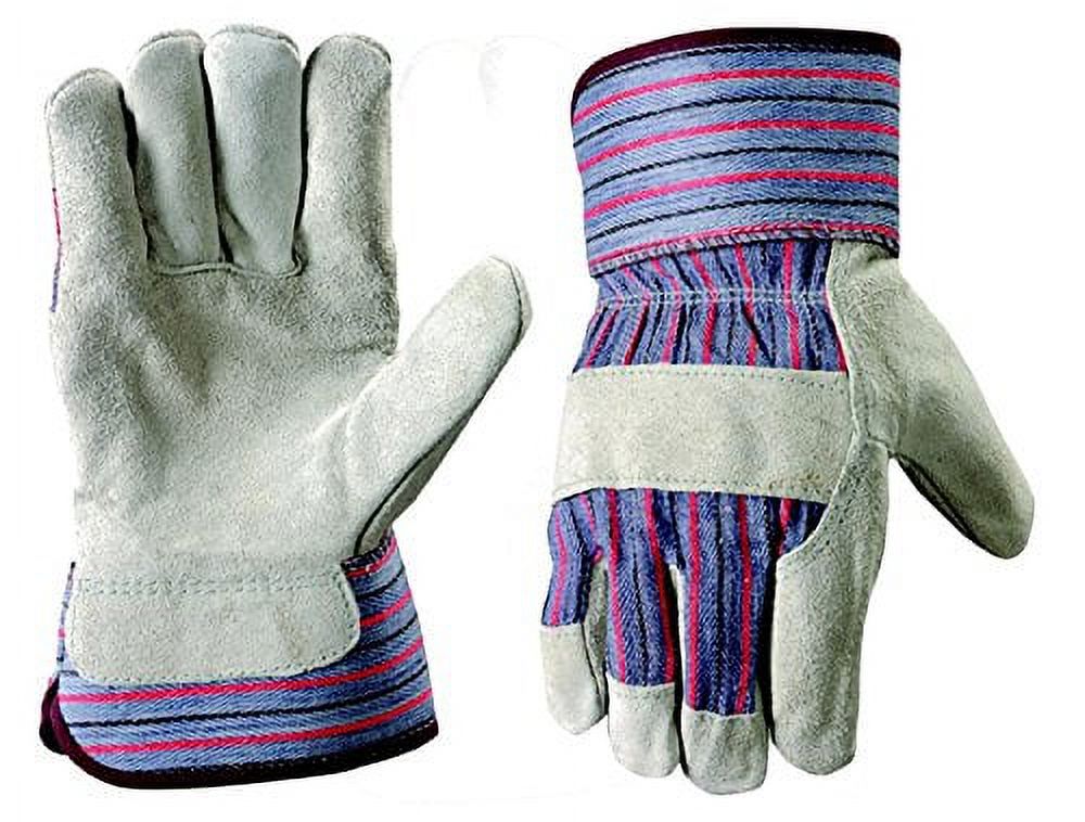 Wells Lamont Leather Work Gloves with Safety Cuff, Double Palm, Split ...
