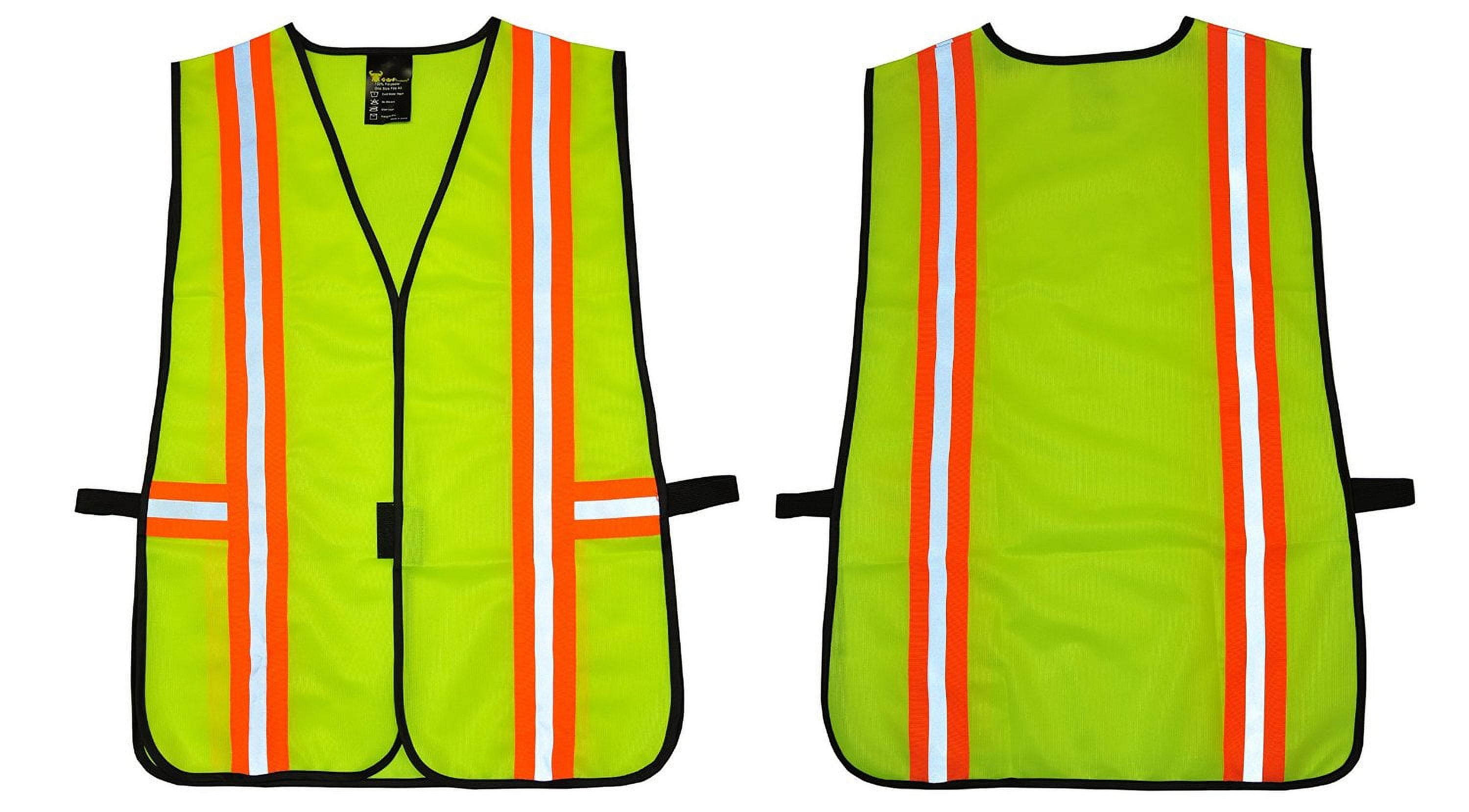 G & F Industrial Safety Vest with Reflective Strips, Neon Lime Green ...