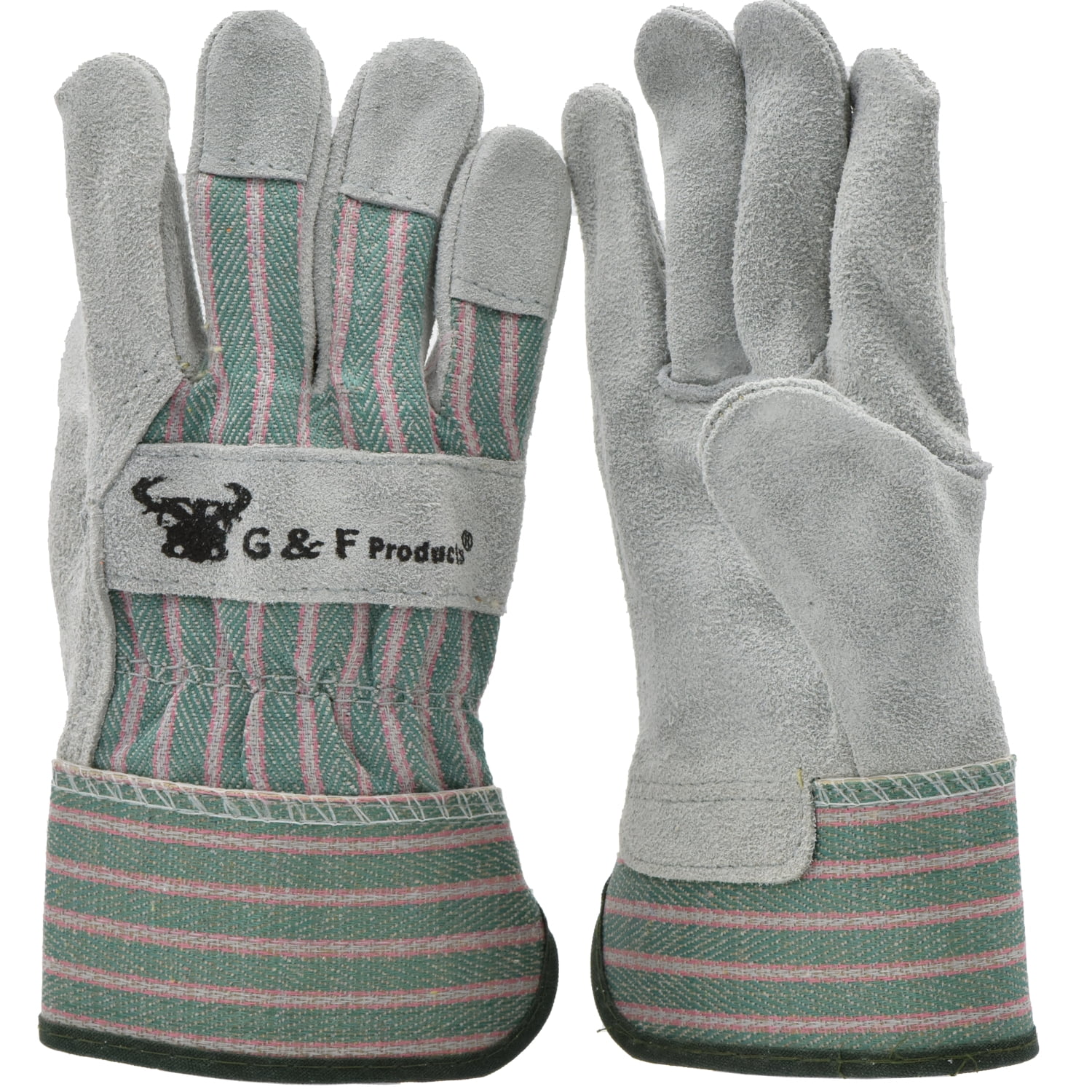 G & F Kids Work Gloves Safety Cuff, Leather, 1 Pair, Size Medium ...