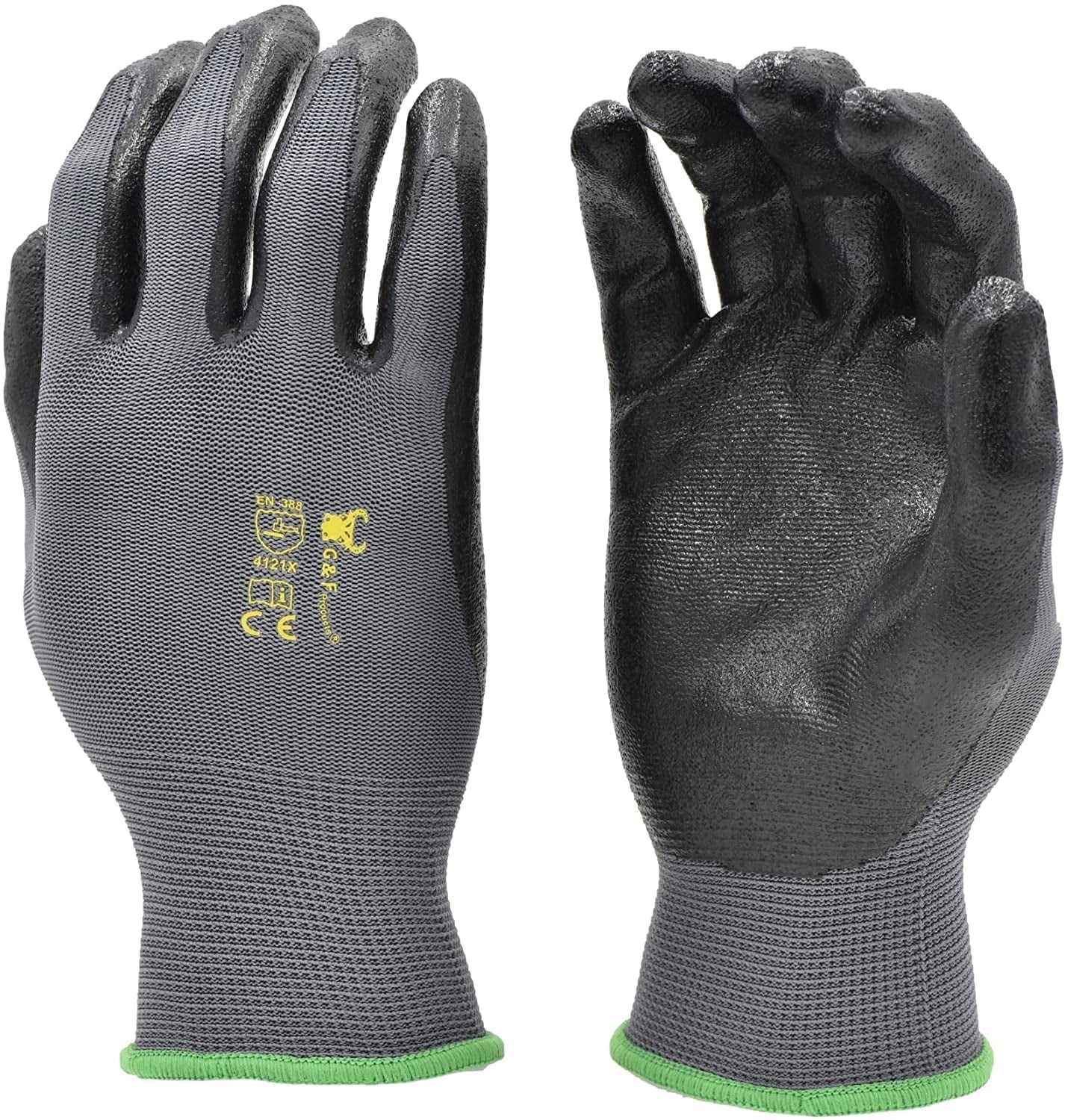 G & F Products Knit Nylon Gloves 1519 Micro Form Nitrile Grip, 6-Count ...