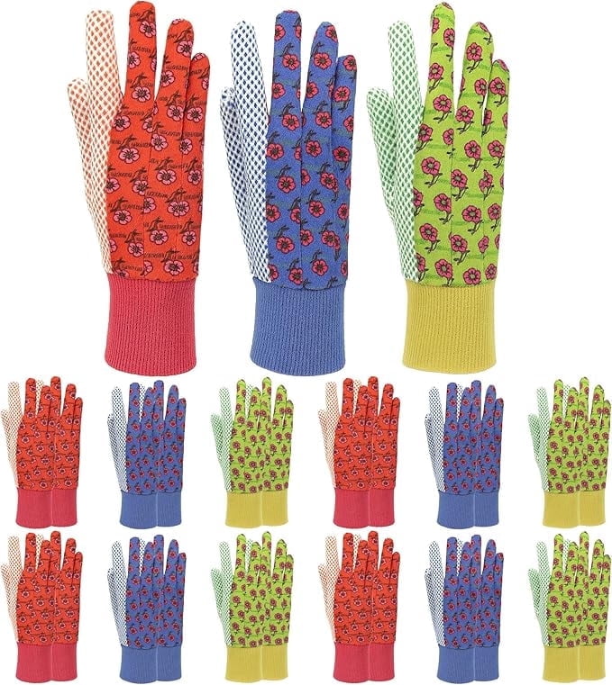 G & F Products Women Gardening Gloves, Soft Cotton Jersey, PVC Dot Grip ...