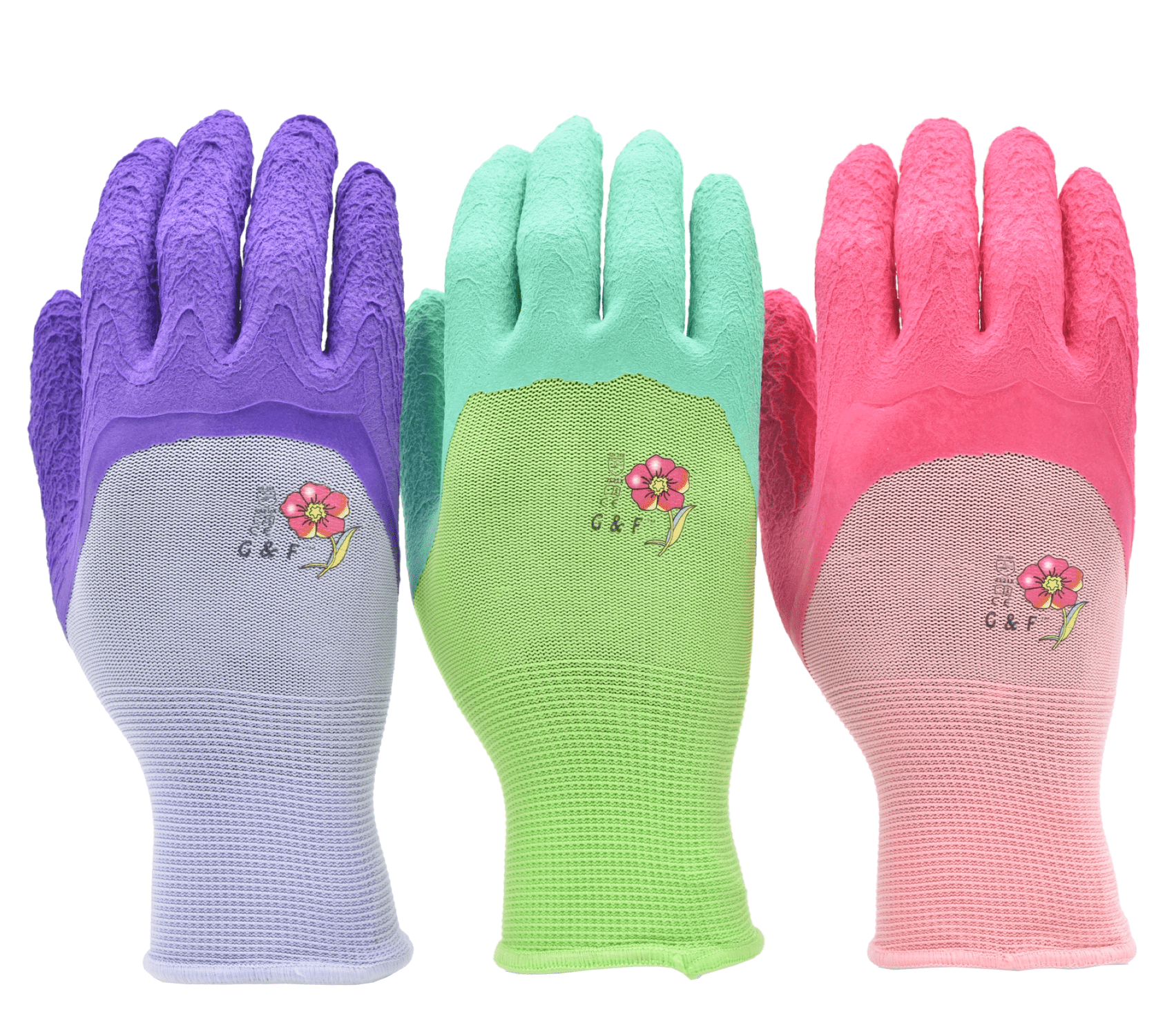 G & F Women's Work Yard Garden Gloves, Micro-Foam Latex Coating, 3 ...