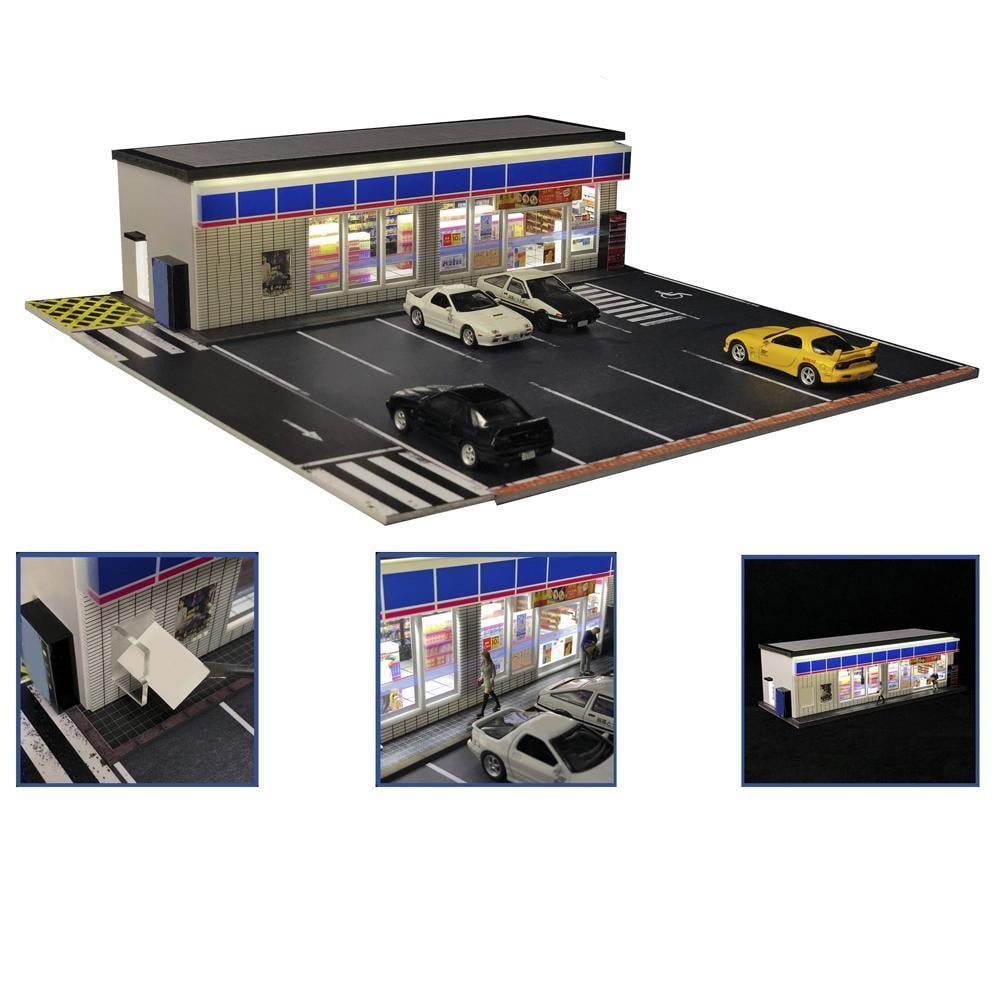 G FANS 1:64 Car Garage Models Shop Parking Building Led Diorama ...