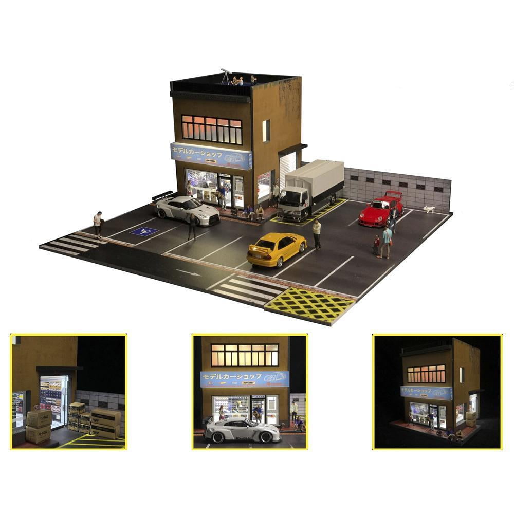 G FANS 1:64 Car Garage Models Shop Parking Building Led Diorama ...