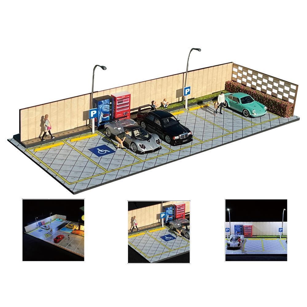 G FANS 1:64 Car Garage Models Shop Parking Building Led Diorama ...