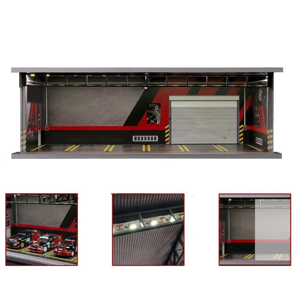 G FANS 1:64 Car Garage Models Shop Parking Building Led Diorama ...