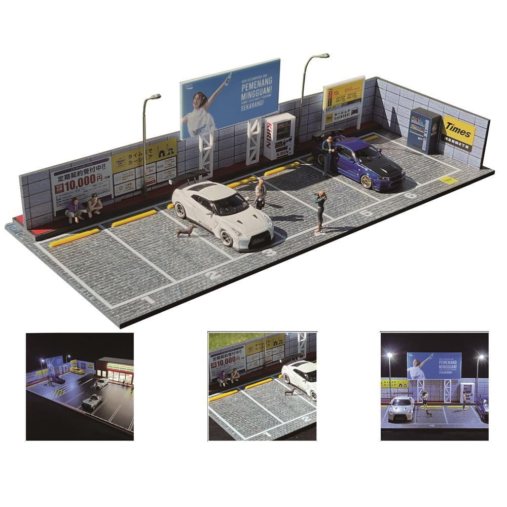 G FANS 1:64 Car Garage Models Shop Parking Building Led Diorama ...