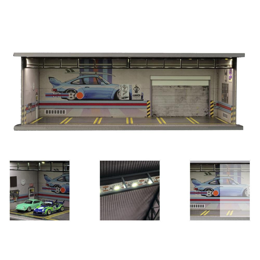 G FANS 1:64 Car Garage Models Shop Parking Building Led Diorama ...